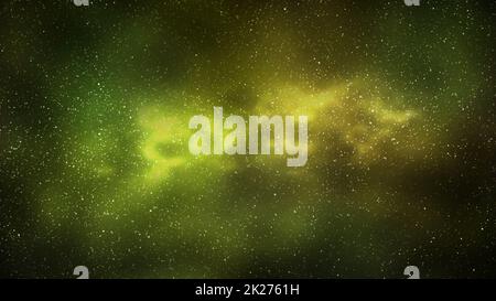 Night starry sky and bright yellow galaxy, horizontal background. 3d ...