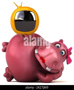 Pink Hippo - 3D Illustration Stock Photo - Alamy