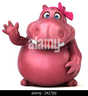 Pink Hippo - 3D Illustration Stock Photo - Alamy