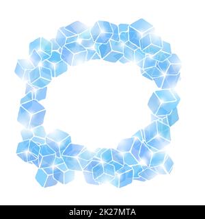 Ice Cubes for Drink on White Background. Blue Solid Crystal Set ...