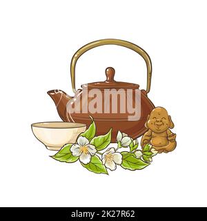 jasmine tea vector illustration Stock Photo - Alamy