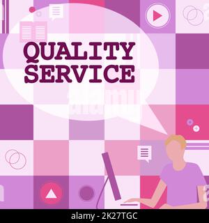 Text sign showing Quality Service. Internet Concept delivered service ...