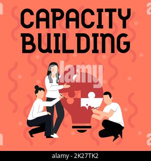 Sign displaying Capacity Building. Business overview process by which ...