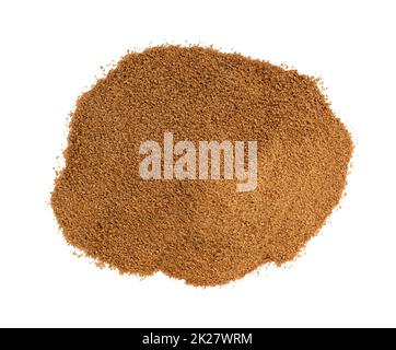 top view of pile of soluble ground roasted chicory root powder isolated ...