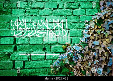 Flag of Saudi Arabia Brick wall texture of the flag of Saudi Arabia ...