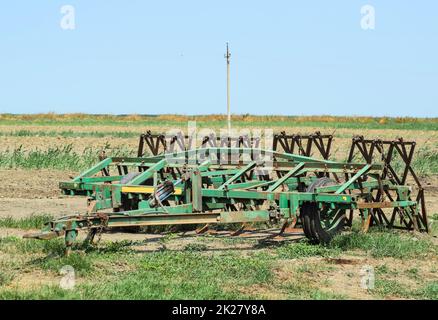 Soil disintegrator, deep loosener on the trailer Stock Photo - Alamy