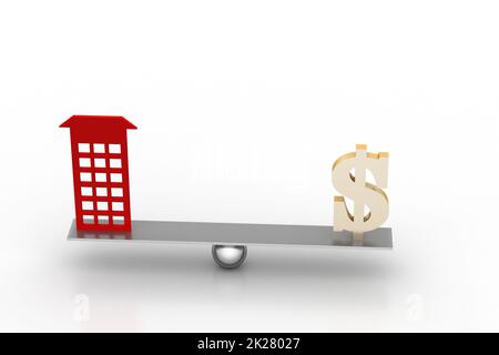 Dollar sign balance with flat Stock Photo - Alamy