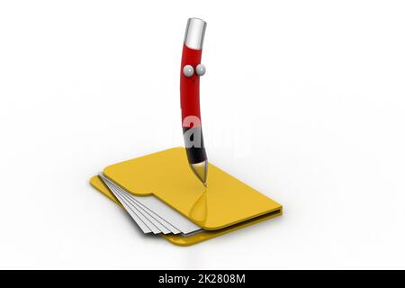 File folder with pen Stock Photo - Alamy