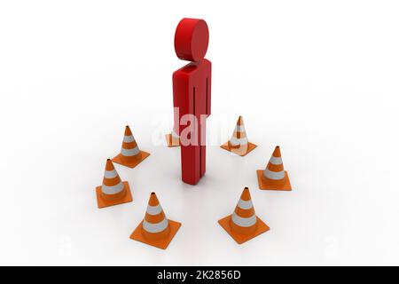 Man with traffic cones Stock Photo - Alamy