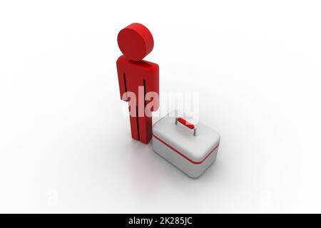 Man and first aid kit Stock Photo - Alamy