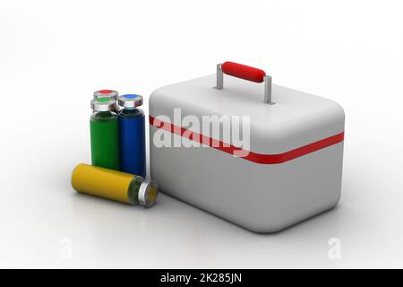 First aid kit with injection bottle Stock Photo - Alamy