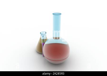 laboratory flasks and test tube containing liquid Stock Photo - Alamy