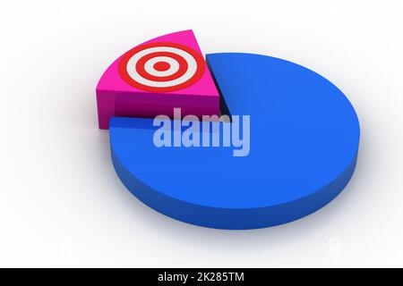 Pie chart with target sign Stock Photo - Alamy