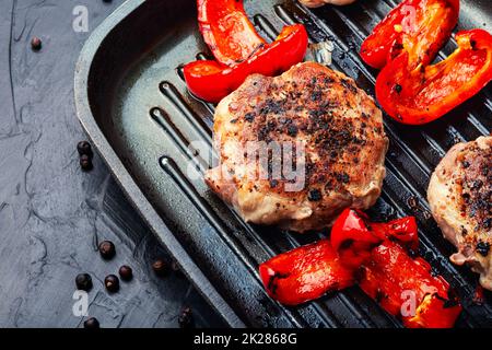 Grilled beef cutlet minced meat for burger Stock Photo - Alamy