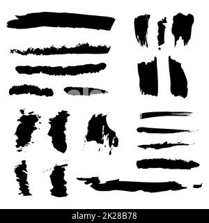 Different strokes of black paint on a white background - Vector Stock ...