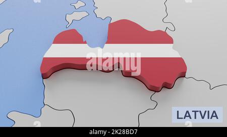 A 3D rendering of the Latvia map Geography Cartography and topology ...