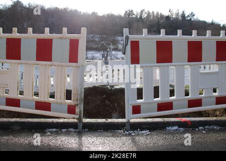 Gap in a barrier at a construction site Stock Photo - Alamy