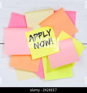 Apply now jobs, job working recruitment employees business concept desk ...