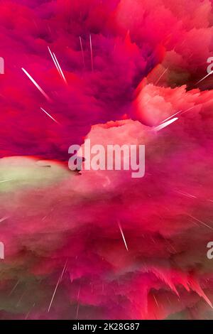 abstract red dust splatter on white background. red powder explosion ...