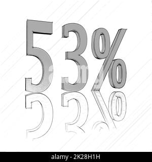 53%, 53 percent as a 3D illustration, 3D rendering Stock Photo - Alamy