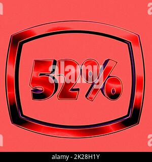 52%, 52 percent as a 3D illustration, 3D rendering Stock Photo - Alamy