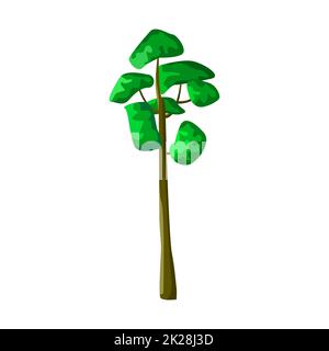 Realistic green old tall tree isolated on white background - Vector ...