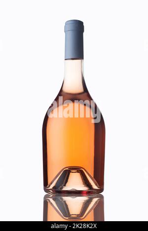 Bottle of white wine with label. Wine bottle mockup. Top view Stock ...