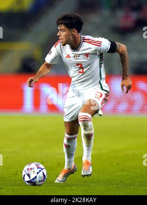 Neco Williams of Wales in action during the International Friendly ...
