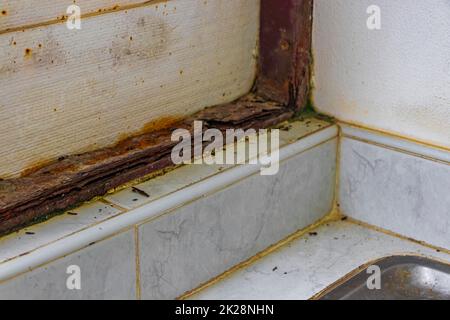 Dirty old rusted balcony parts at Naithon Beach Phuket Thailand Stock ...
