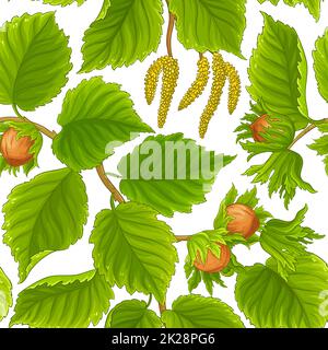 hazelnut branches vector pattern on color background Stock Photo - Alamy