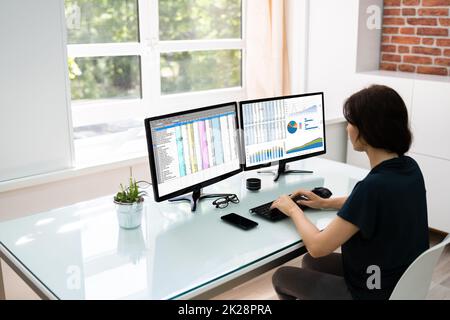 Analyst Working With Spreadsheet Business Data Stock Photo - Alamy