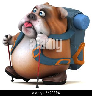 Fun backpacker bulldog cartoon character Stock Photo - Alamy