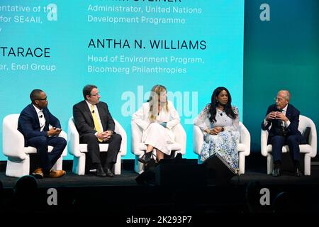 09/19/2022 New York, New York Gyude Moore and Achim Steiner speak ...