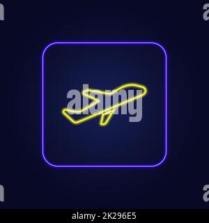 Beautiful stylish colorful neon airplane icon - Vector Stock Photo - Alamy