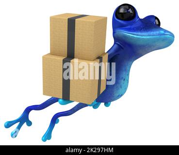 Fun blue frog - 3D Illustration Stock Photo - Alamy