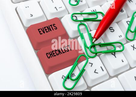 Hand writing sign Events Checklist, Concept meaning invaluable tool for ...