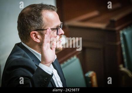 MR's Mathieu Bihet pictured during a plenary session of the Chamber at ...