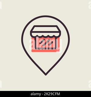Supermarket store front pin map icon Stock Photo - Alamy