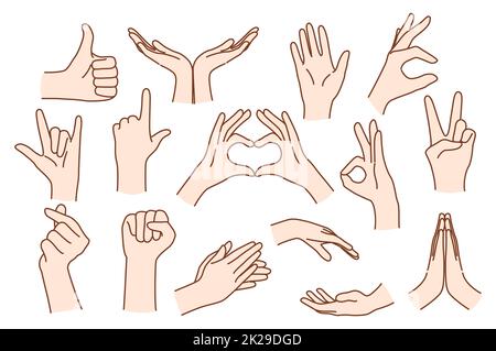 Vector Illustration of Sign Language Hands and Alphabet Stock Photo - Alamy