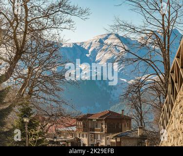 Winter Day Scene, Metsovo, Greece Stock Photo - Alamy