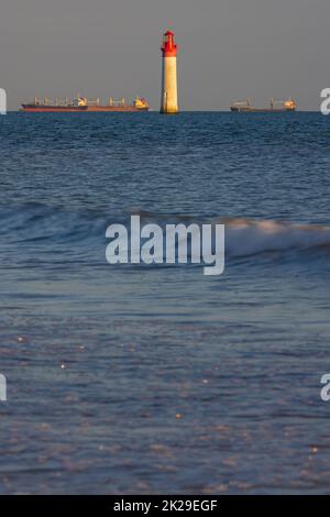 Phare de Chauvea near Ile de Re with ships to La Rochelle, Pays de la ...