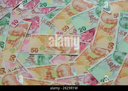 Stack of different Turkish Lira Banknotes Stock Photo - Alamy