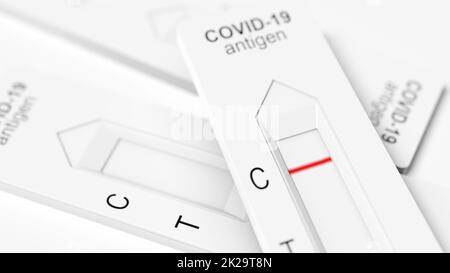 Negative test result by using rapid test device for COVID-19. 3d ...
