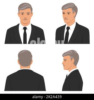 fashion man isolated, front, back and side view, vector illustration ...