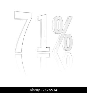 71%, 71 percent as a 3D illustration, 3D rendering Stock Photo - Alamy