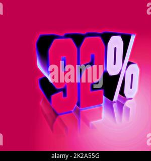92%, 92 percent as a 3D illustration, 3D rendering Stock Photo - Alamy