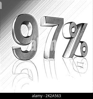 97%, 97 percent as a 3D illustration, 3D rendering Stock Photo - Alamy