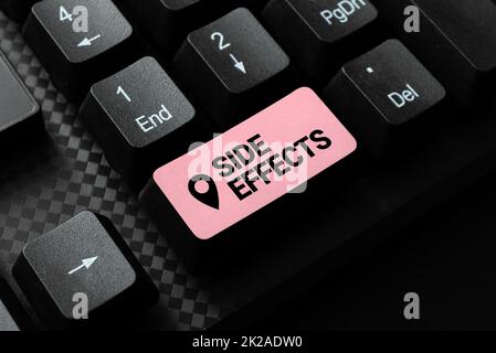 Text sign showing Side Effects. Business photo text Typically ...
