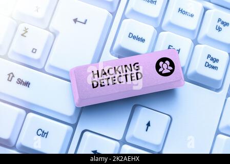 Text showing inspiration Hacking Detected. Internet Concept activities ...