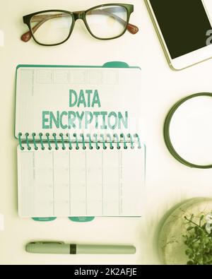 Hand writing sign Data Encryption. Business overview Symmetrickey algorithm for the encrypting ...